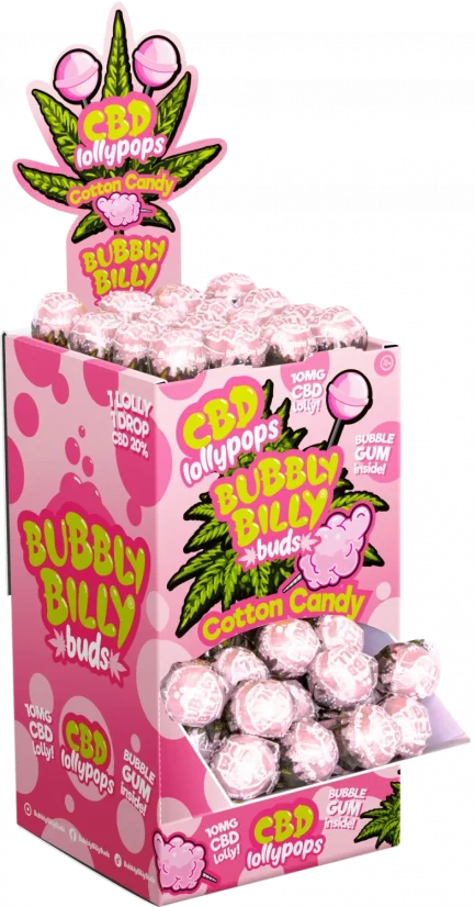 Bubbly Billy Бутони 10 мг CBD Cotton Candy Lollies with Bubblegum ...