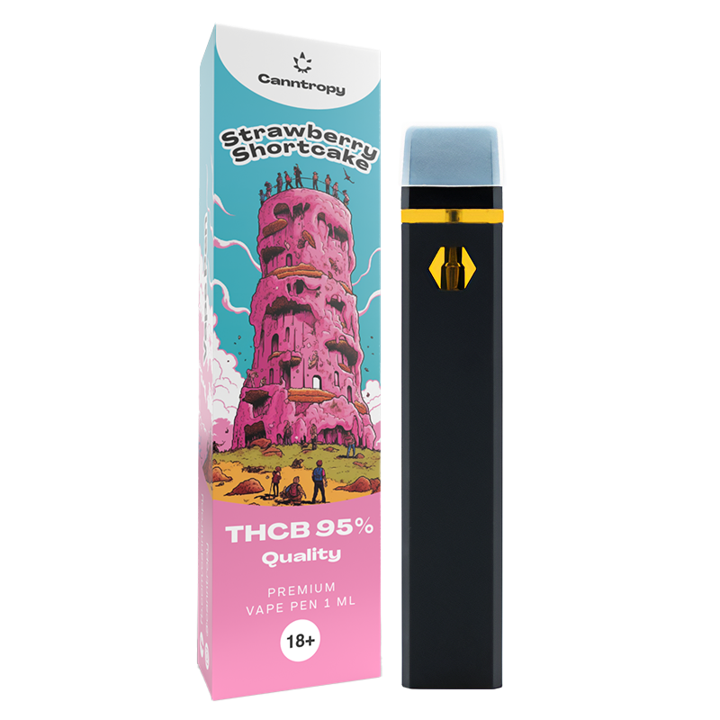 Canntropy THCB Vape Pen Strawberry Shortcake, kualitas THCB 95%, 1 ml