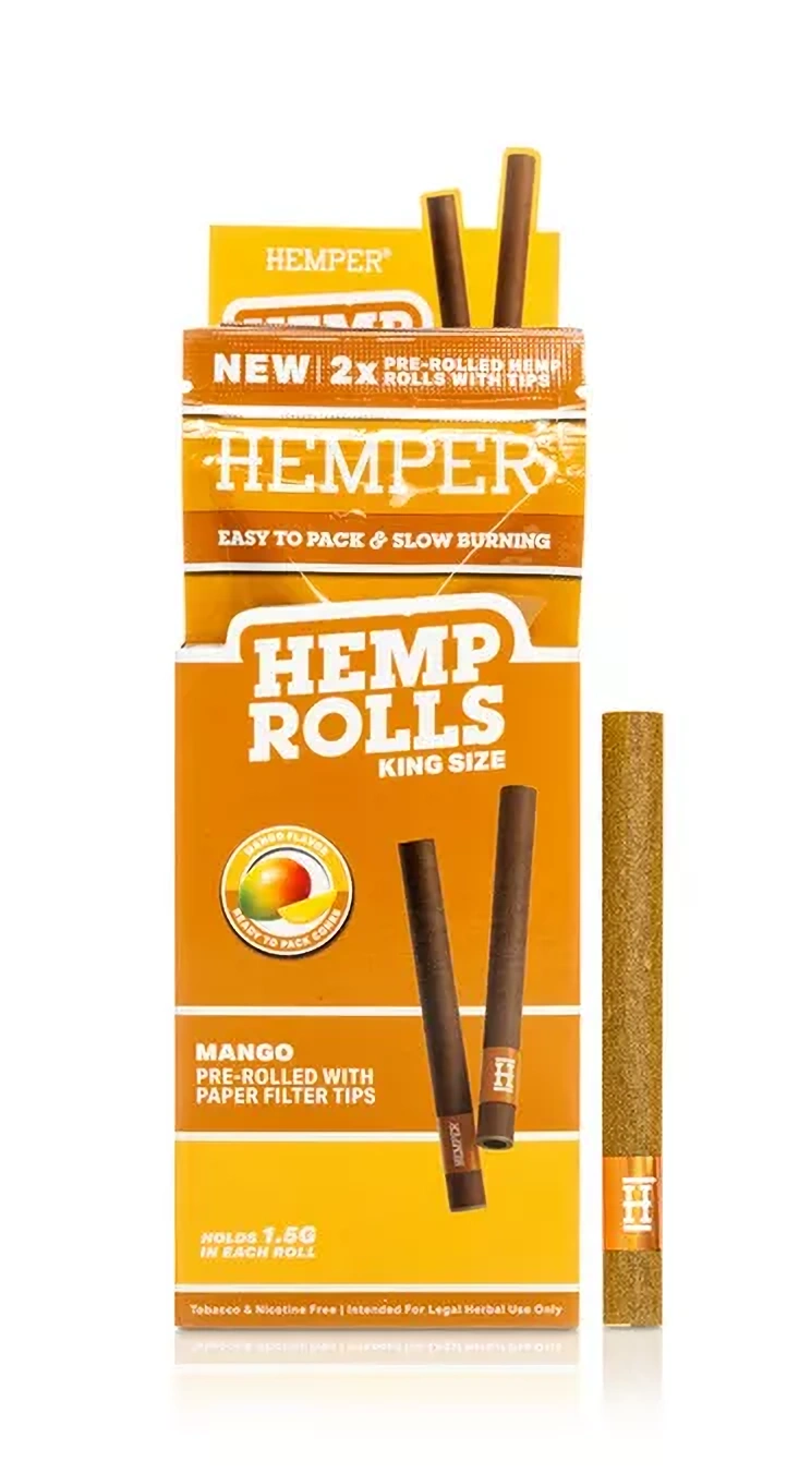 HEMPER Hemp Rolls King Size con punta di carta, 2 pz - Mango