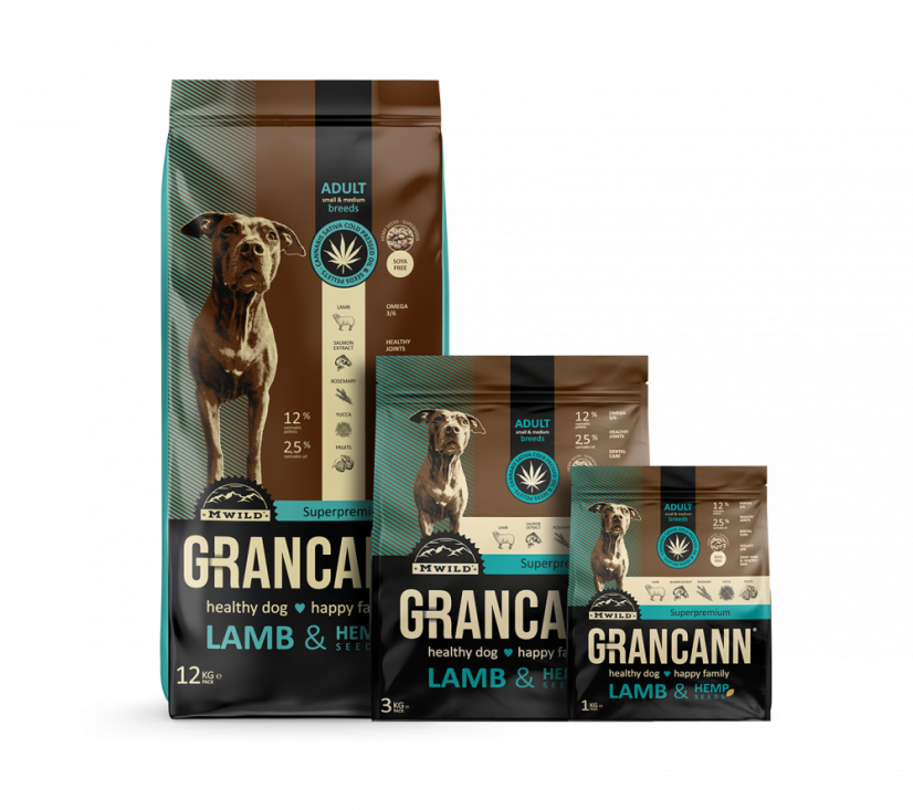 Grancann Lamb & Hemp seeds - Hemp food for small and medium breeds, 3kg