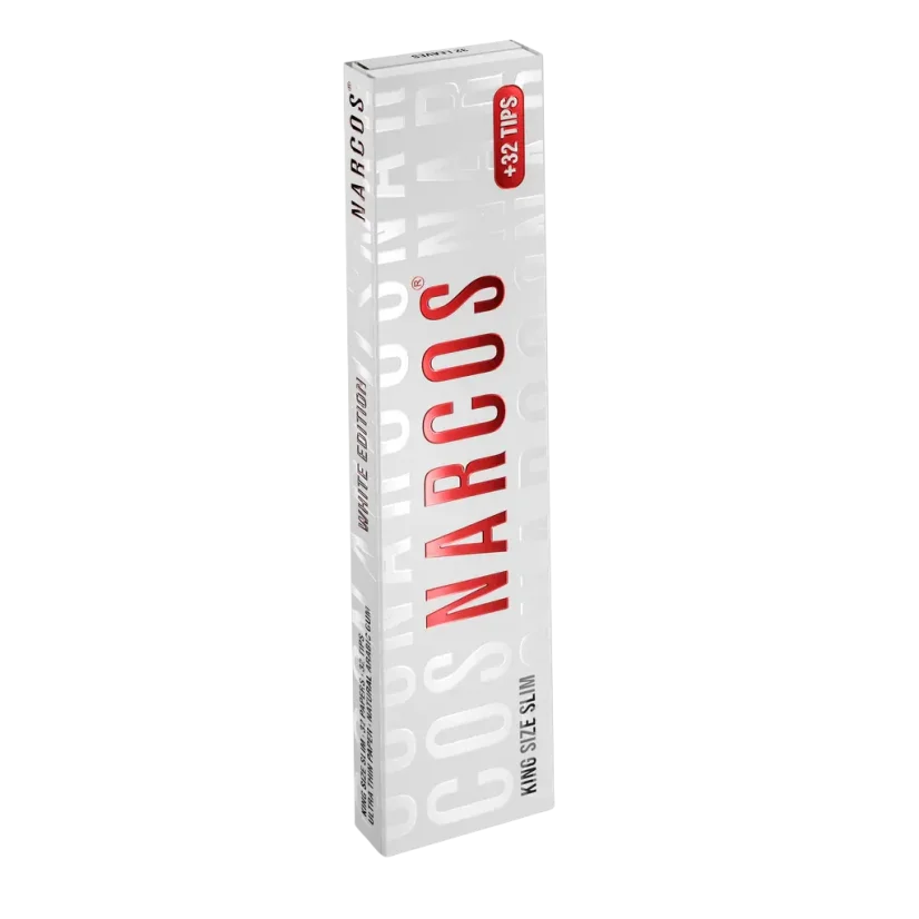 Narcos White Edition King Size Slim Rolling Papers + Tips