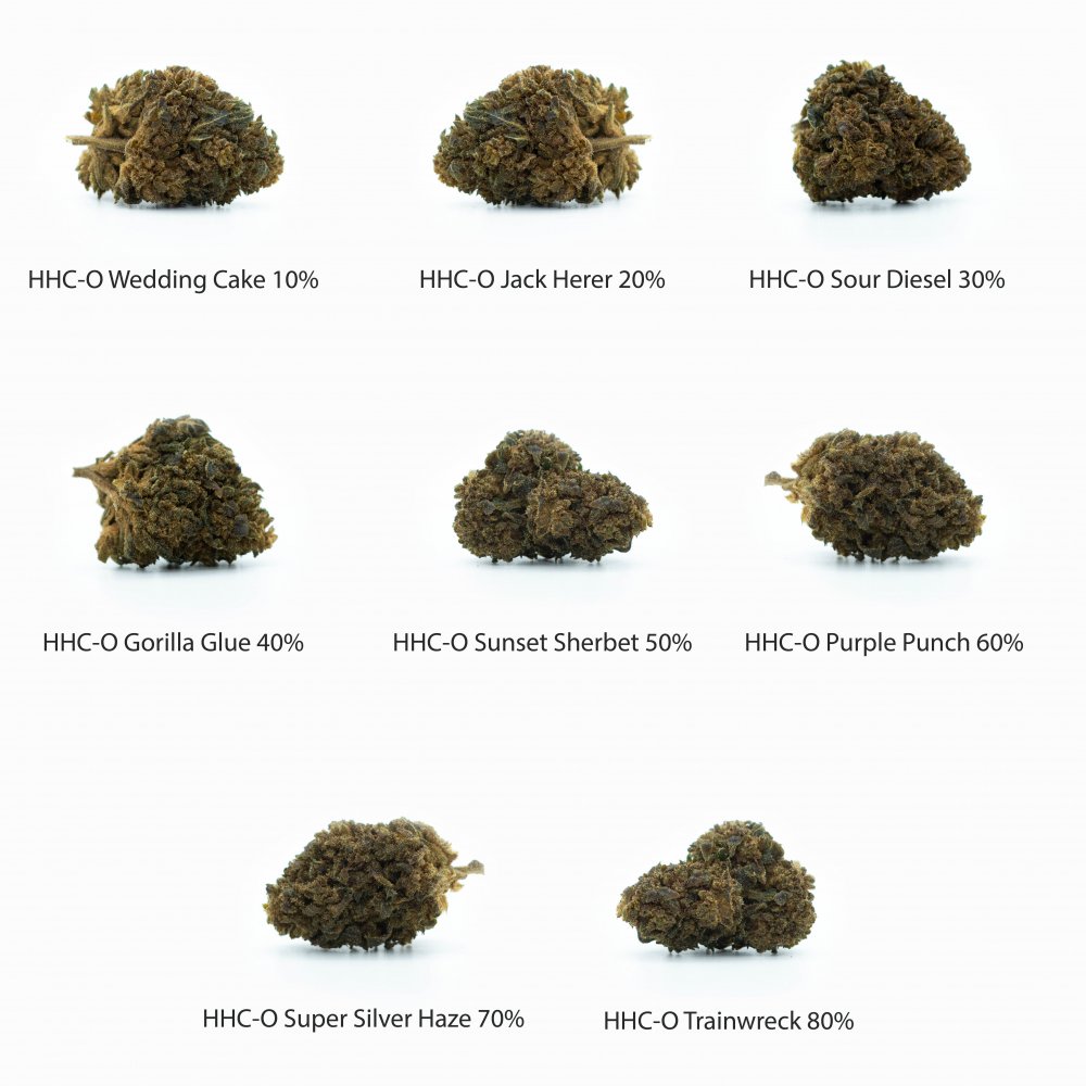 HHC-O Flowers Sample set - Wedding Cake 10%, Jack Herer 20%, Sour ...