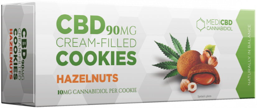 MediCBD Hazelnuts Cream-Filled Cookies (90 mg) - Carton (18 packs)