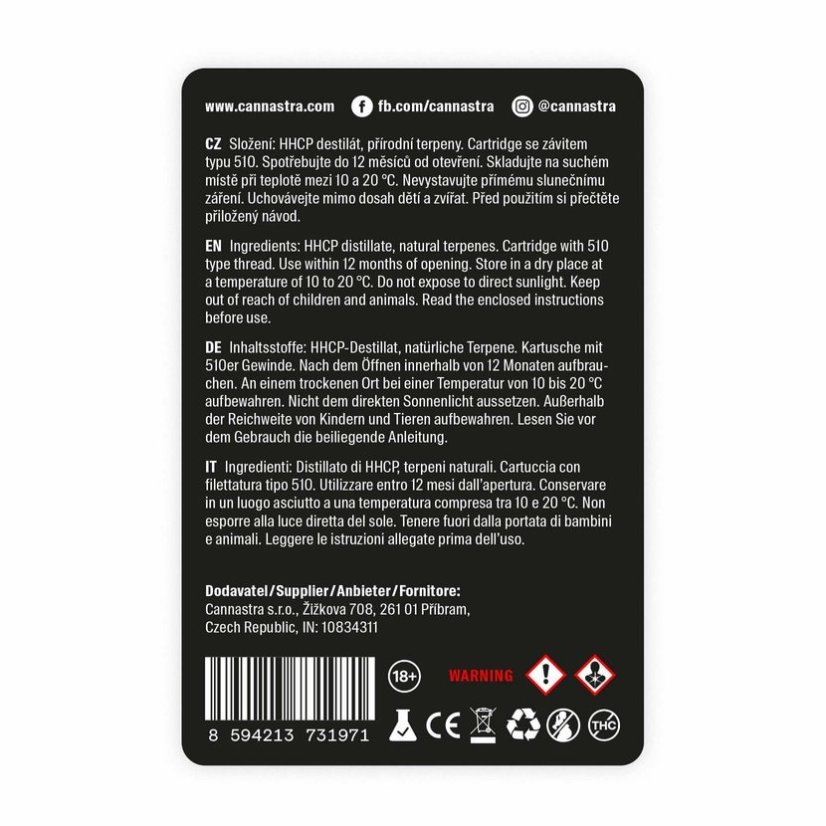 Cannastra HHCP Cartridge Mango Exploration, 10 %, 1 ml