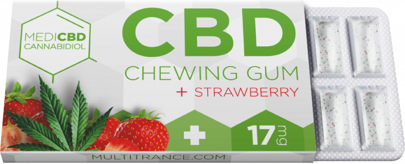 MediCBD Strawberry CBD Chewing Gum (17 mg CBD), 24 boxes in display, 408 g