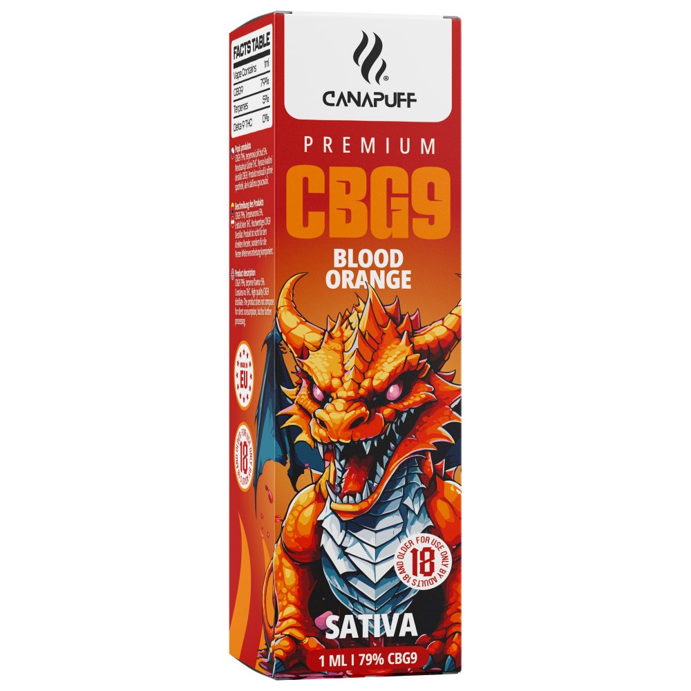 CanaPuff Blood Orange Еднократна писалка за вейп, 79 % CBG9, 1 ml