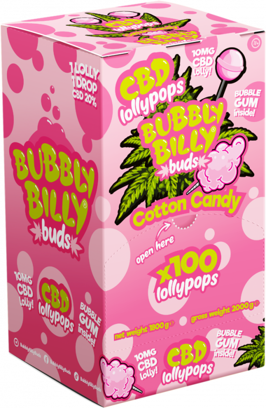 Bubbly Billy Buds 10 mg CBD Cotton Candy Lollies with Bubblegum Inside ...